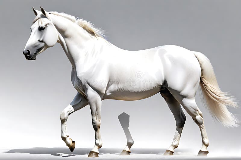 White Horse Poised Elegantly on a Transparent Background, Ample ...