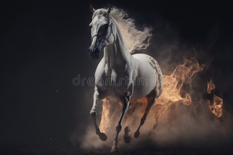 Fire Horse Running Fast Isolated Black Stock Illustrations – 69 Fire ...