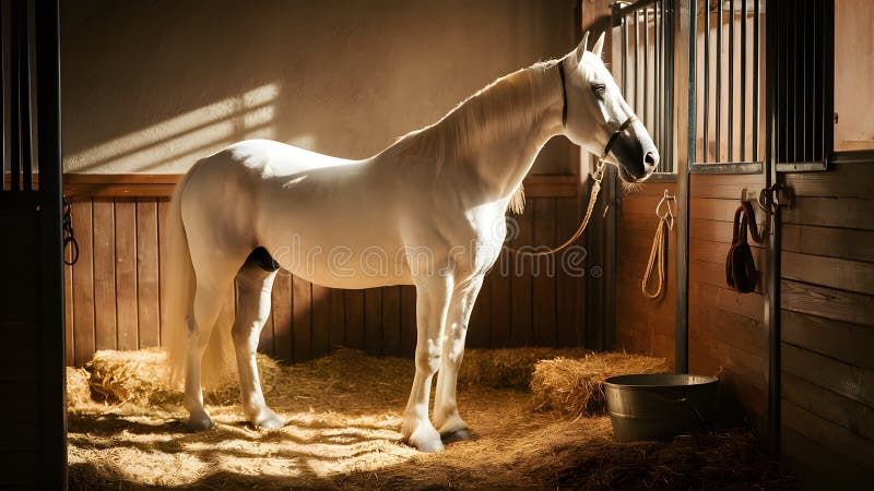 White Horse in Stable stock illustration. Illustration of equine ...