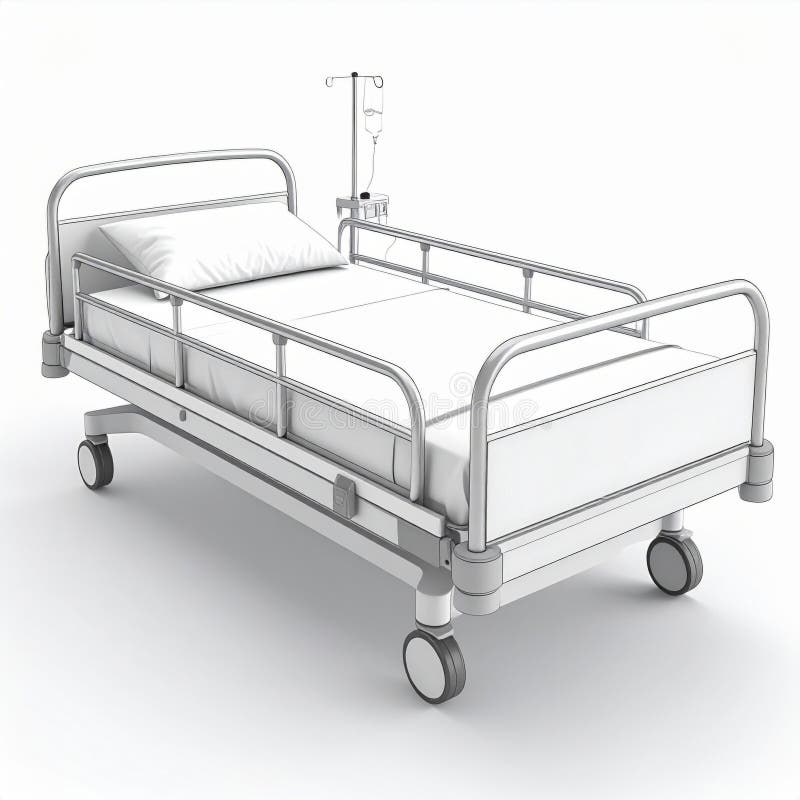 White Hospital Bed on Wheels in a Clean Room Stock Illustration ...