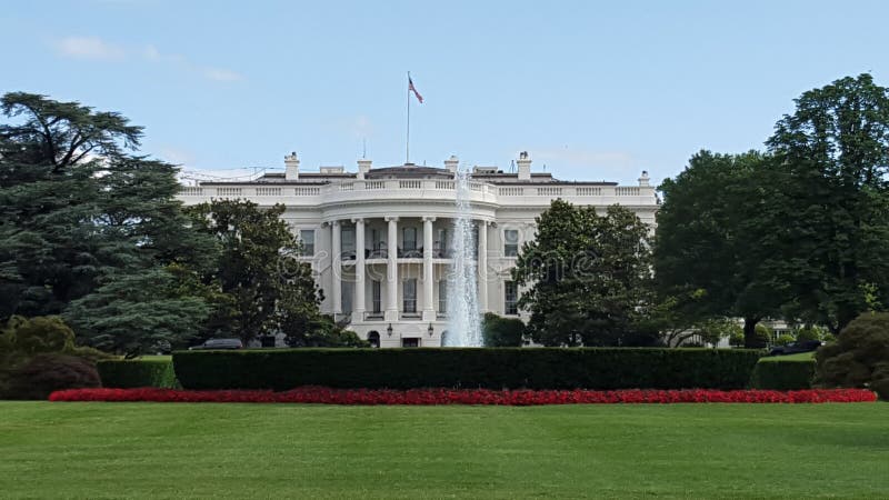 The White House and the Beautiful Flowers and Landscaping Stock Photo ...
