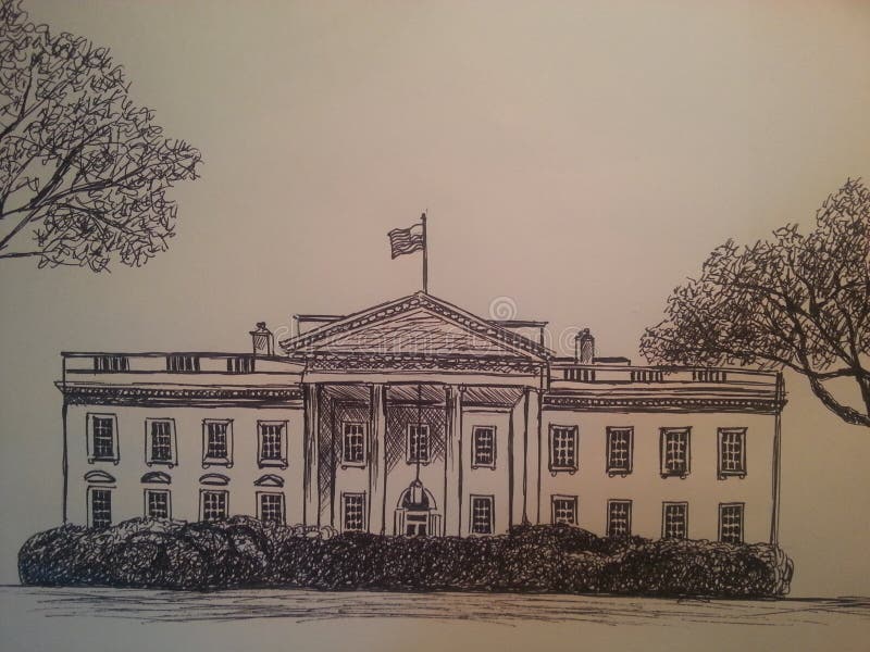 White house hand draw stock illustration. Illustration of hand - 70447845