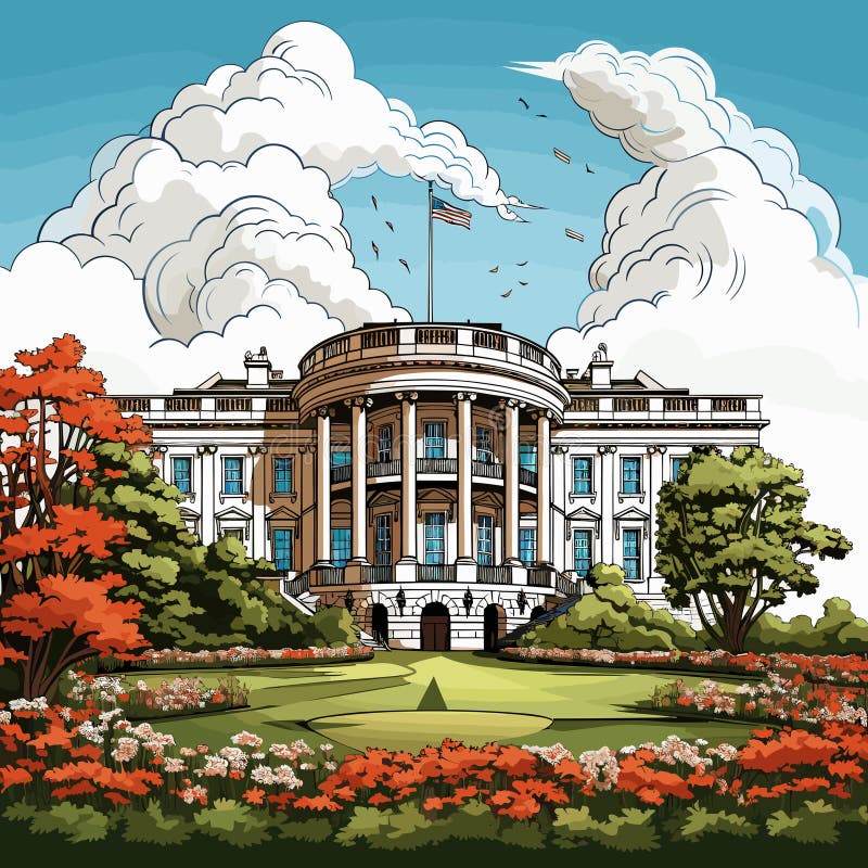 The White House. White House Hand-drawn Comic Illustration. Vector ...