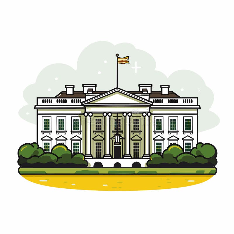 The White House. White House Hand-drawn Comic Illustration. Vector ...