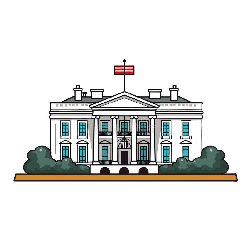 The White House. White House Hand-drawn Comic Illustration. Vector ...