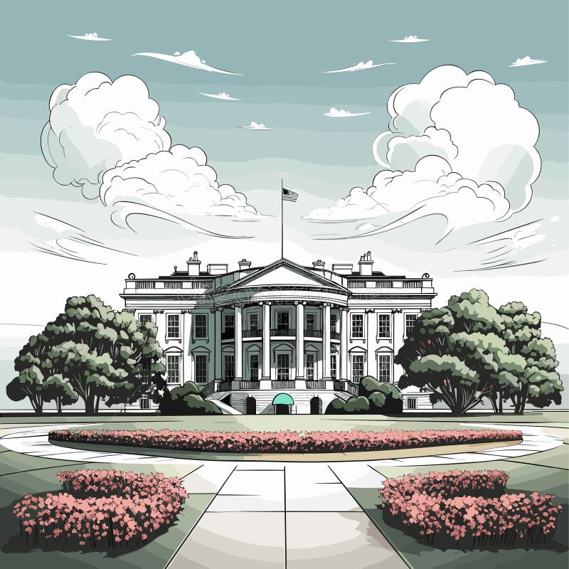The White House. White House Hand-drawn Comic Illustration. Vector ...