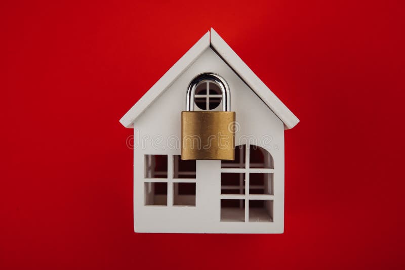 White House with Lock Shut Off. Alarm and Security Concept Stock Photo ...