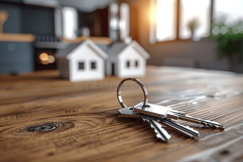 White House Model and Keys on Table in Modern Kitchen Stock ...