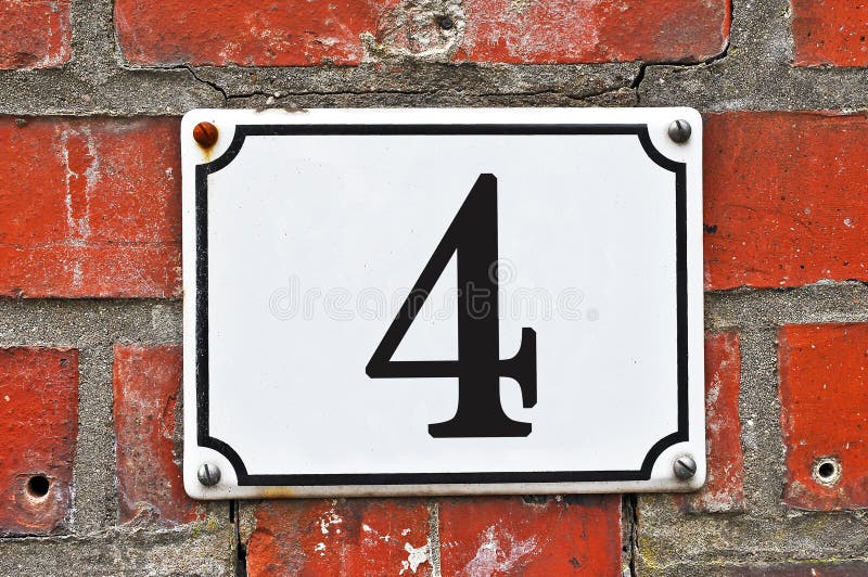 A White House Number Plaque, Showing the Number Four, Number 4 Stock ...