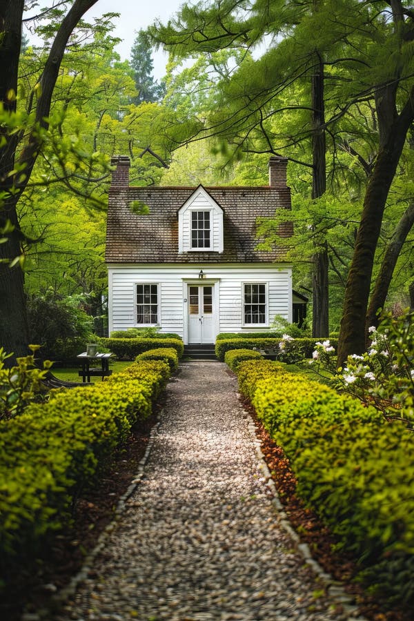 A White House with a Pathway Leading To it Stock Image - Image of ...