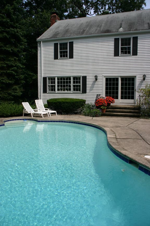 White house with pool stock image. Image of buildings - 1264067