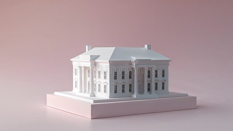 White House Shaped Box on Pink Background. Stock Image - Image of black ...
