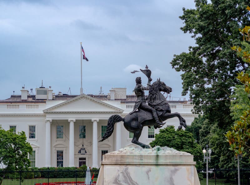 The White House and the Statue of Andrew Jackson in Lafayette Square ... The White House and the Statue of Andrew Jackson in Lafayette Square ...