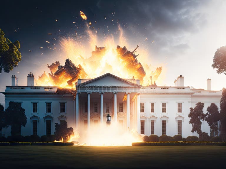 White House in Washington Exploding and Fire. Ai Generative Stock ...
