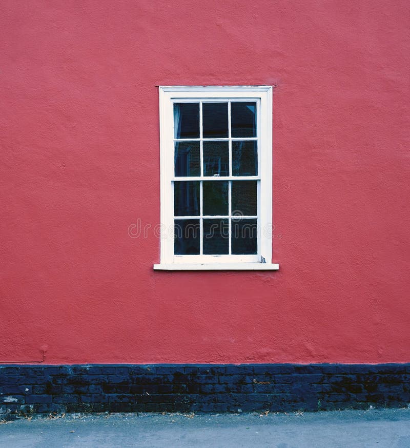 White House Window and Red Painted Home Stock Image - Image of glass ...