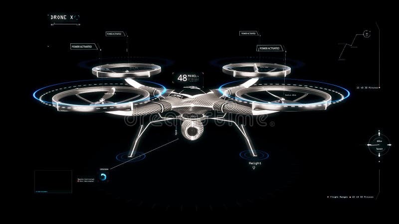 White HUD 3D Drone Hologram Interface Graphic Element Stock Video ...
