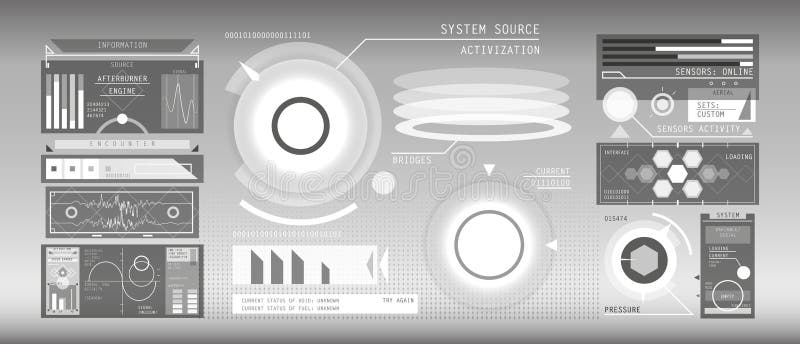 White HUD elements set stock vector. Illustration of headup - 90497406