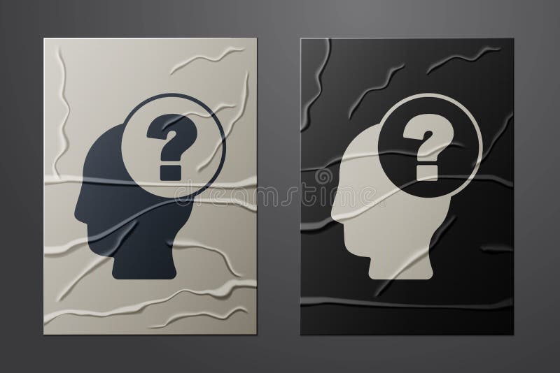 White Human Head with Question Mark Icon Isolated on Crumpled Paper ...