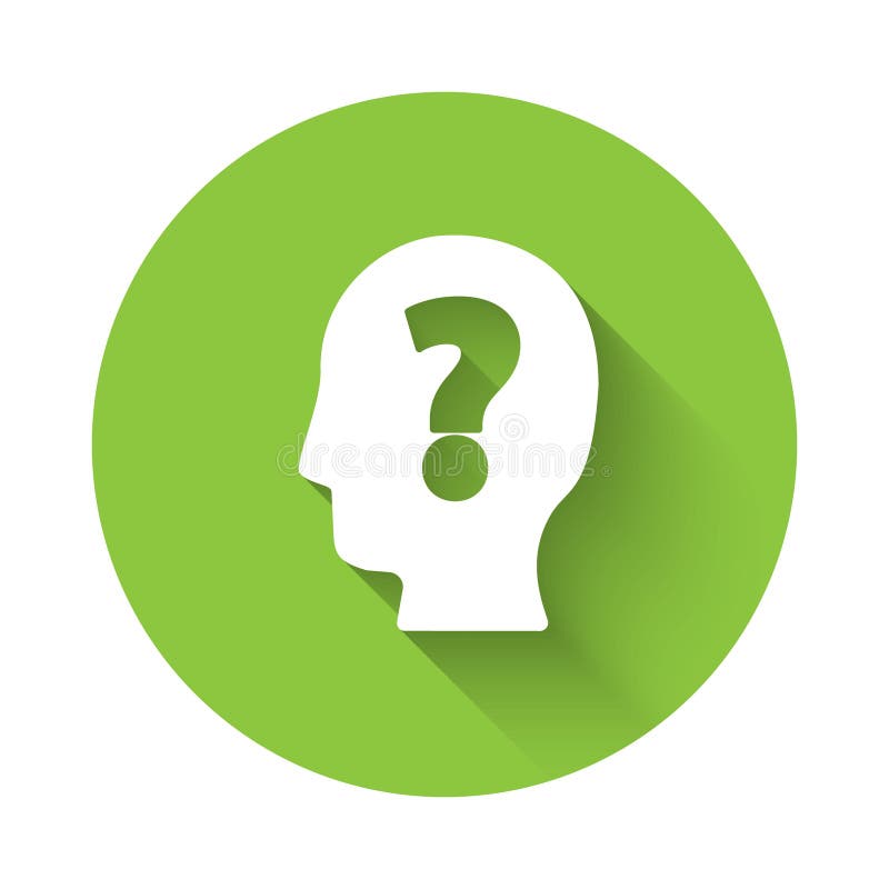 White Human Head with Question Mark Icon Isolated with Long Shadow ...