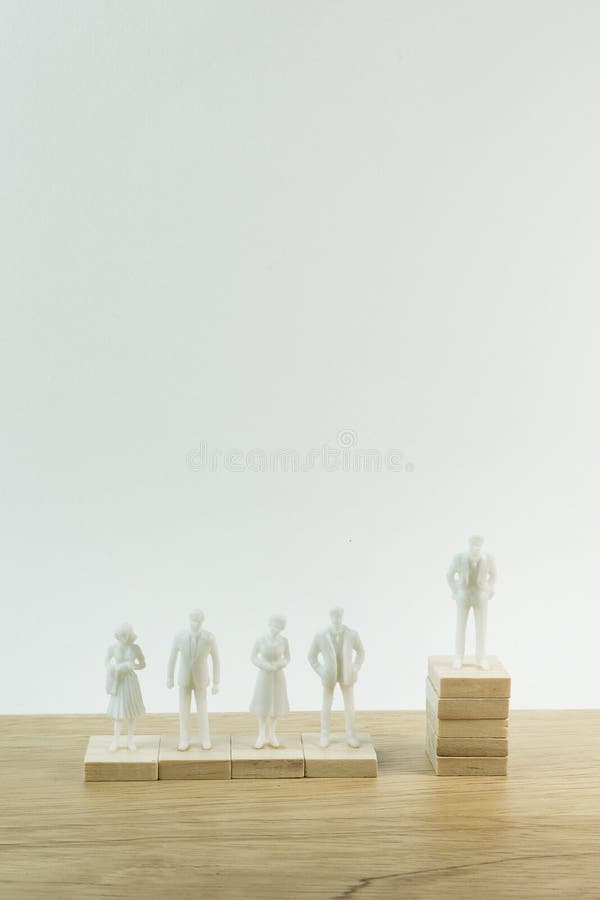 The White Human Miniature on Wood Plate Close Up Image. Stock Image ...