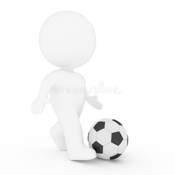 White Human Playing Football in 3D Rendering Stock Illustration ...