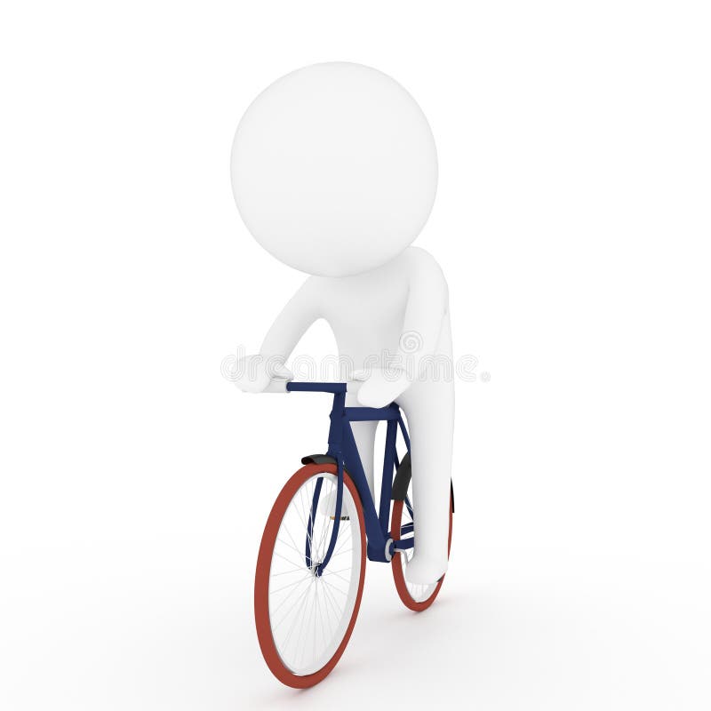 White Human Riding Bicycle in 3D Rendering Stock Illustration ...
