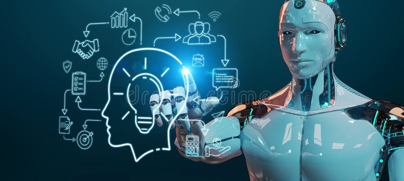 White Humanoid Creating Artificial Intelligence Interface Stock ...