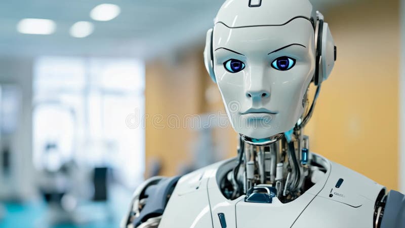A White Humanoid Robot, an Advanced Personal AI Assistant, Stands in an ...