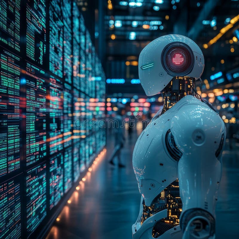 Robot Data Center stock illustration. Illustration of screen - 335539643