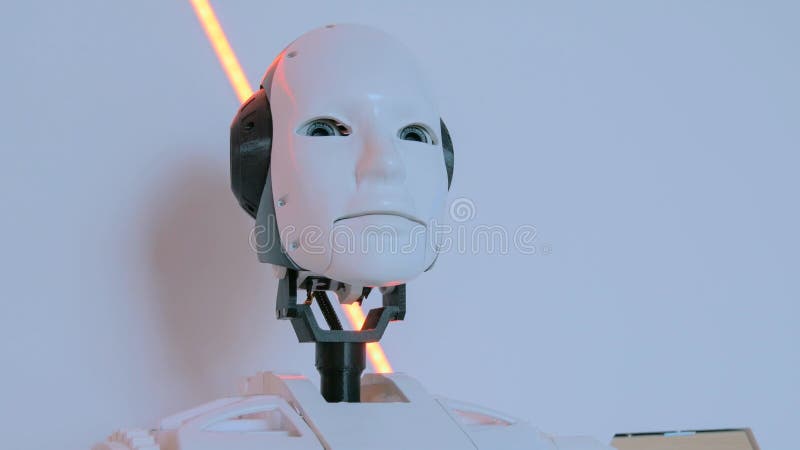 White humanoid robot head stock photo. Image of mechanical - 196357748