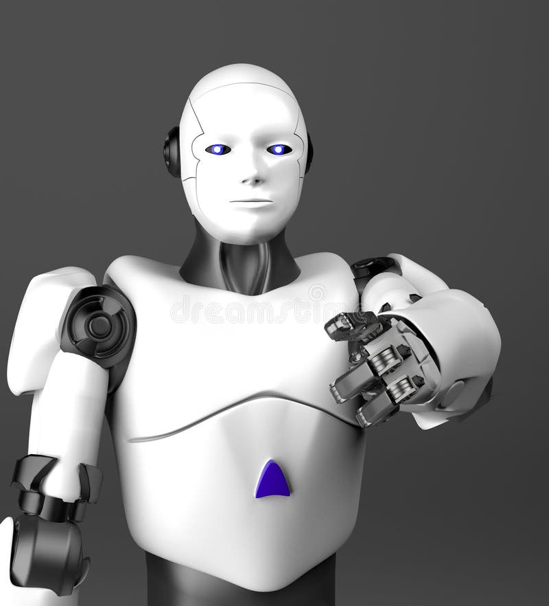 White Man Humanoid Creating Artificial Intelligence 3D Rendering Stock ...