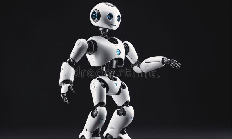 A White Humanoid Robot with a Round Head and Multiple Joints Stands in ... A White Humanoid Robot with a Round Head and Multiple Joints Stands in ...