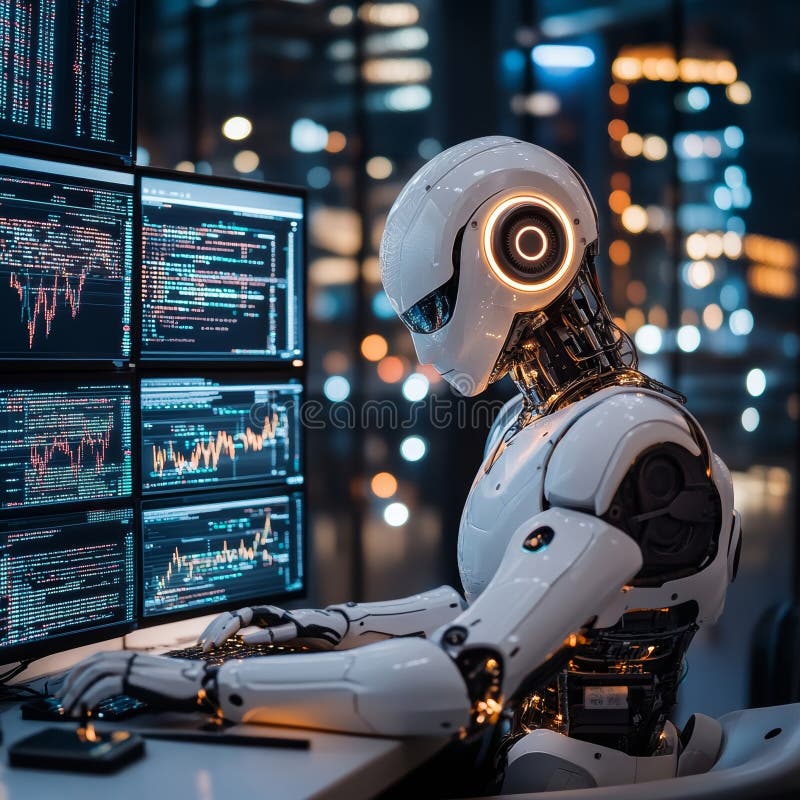 Robot at Work stock illustration. Illustration of technology - 335539470