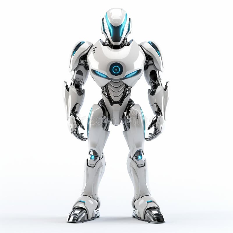 White Humanoid Robot Standing in a Relaxed Pose Against a White ...