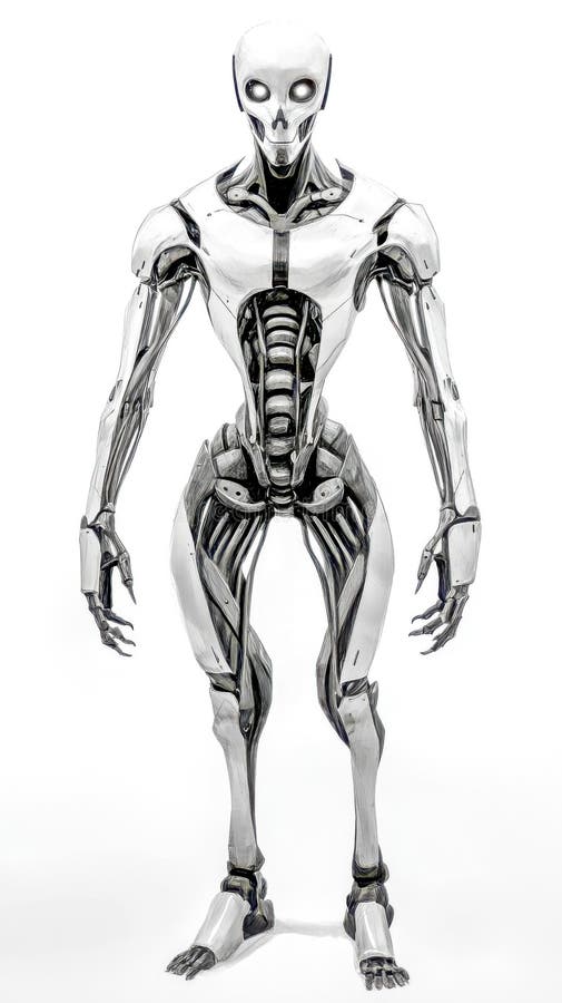 White Humanoid Robot Standing on Transparent Background Stock ...