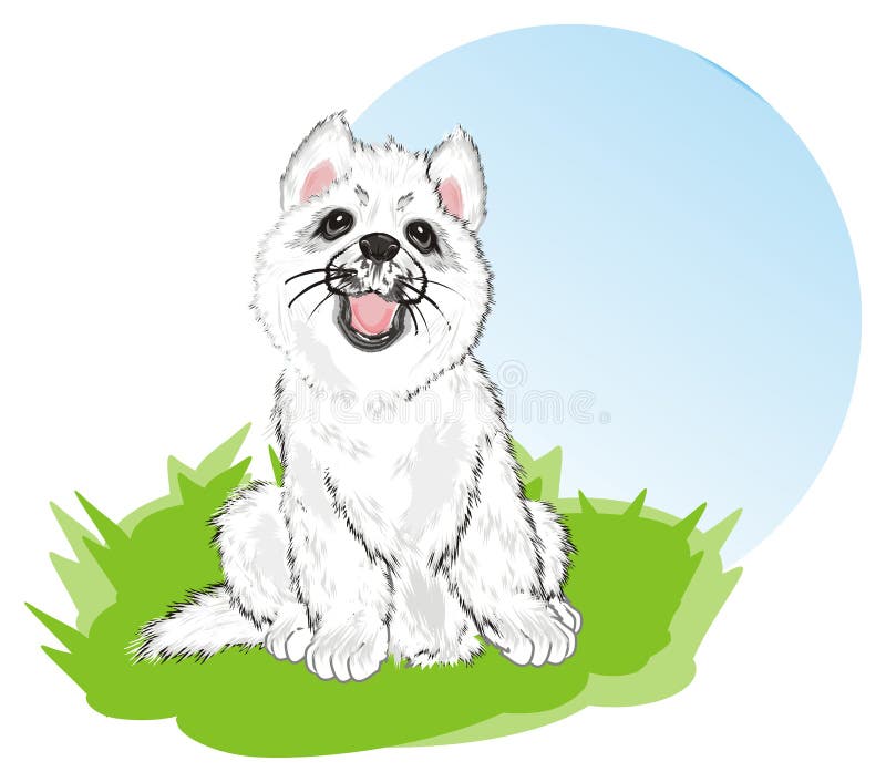Puppy and spring time stock illustration. Illustration of grass - 107236782