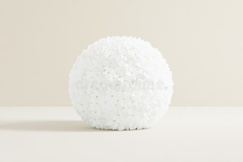 White Hydrangea Ball on Minimalist Beige Background Stock Photo - Image ...