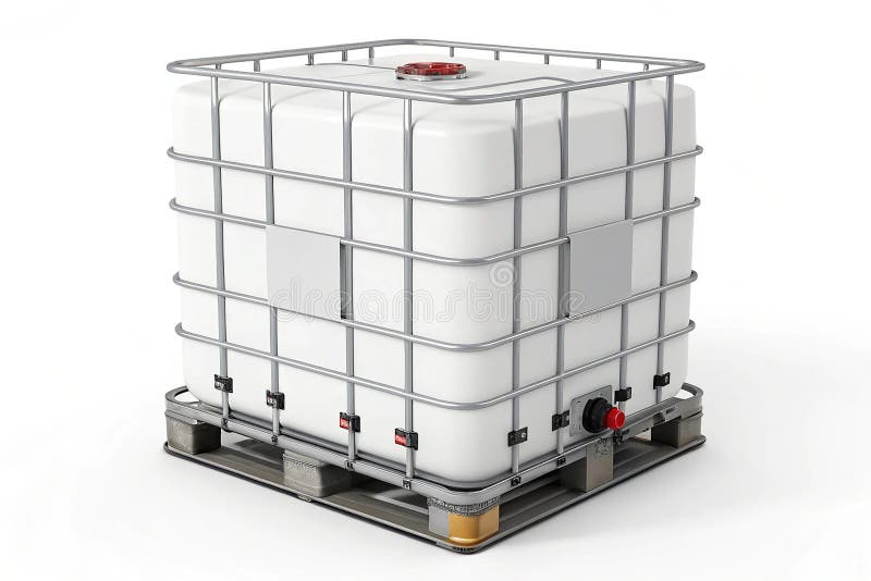 White IBC Liquid Container on a White Background Stock Image - Image of ...