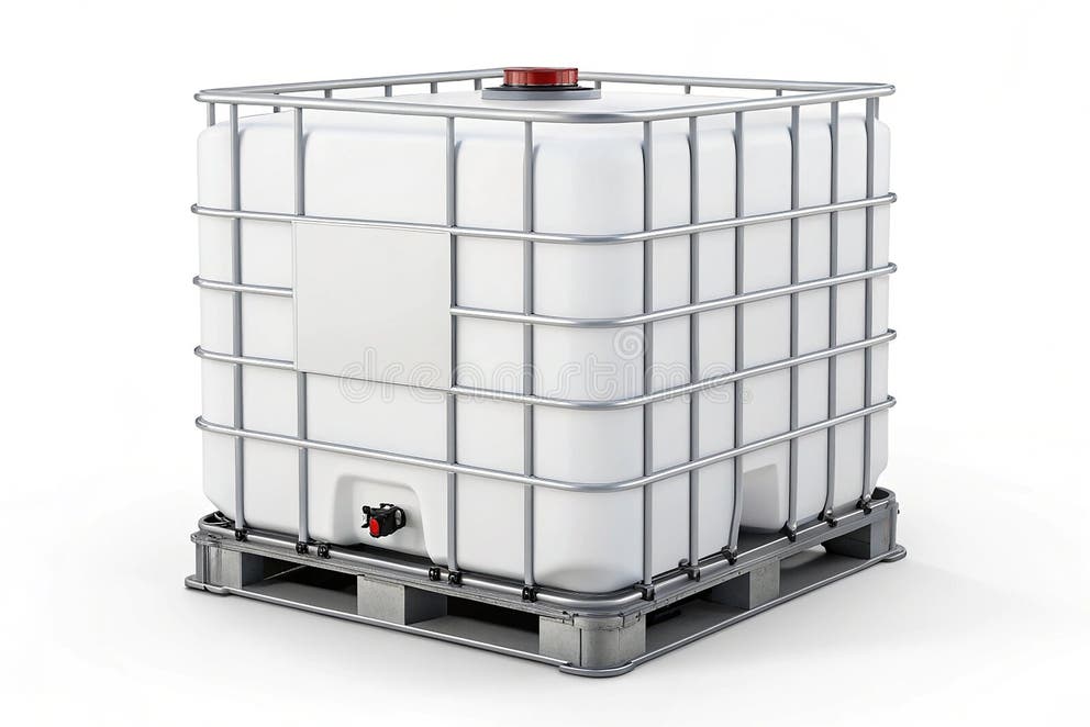 White IBC Liquid Container on a White Background Stock Image - Image of ...