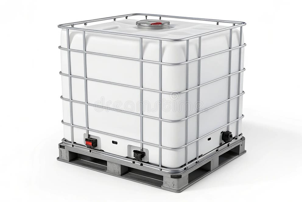 White IBC Liquid Container on a White Background Stock Photo - Image of ...