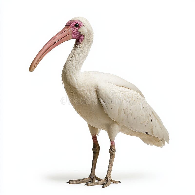 White Ibis Bird on White Background Stock Illustration - Illustration ...
