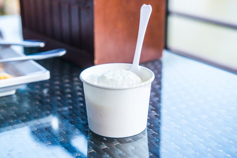 White Ice Cream with White Paper Cup Stock Photo - Image of food, tasty ...
