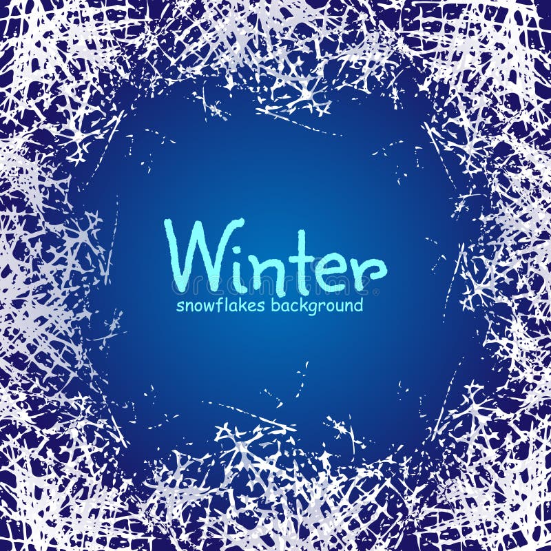 White Ice Crystals Texture on Freeze Winter Window. Vector Design Frame ...