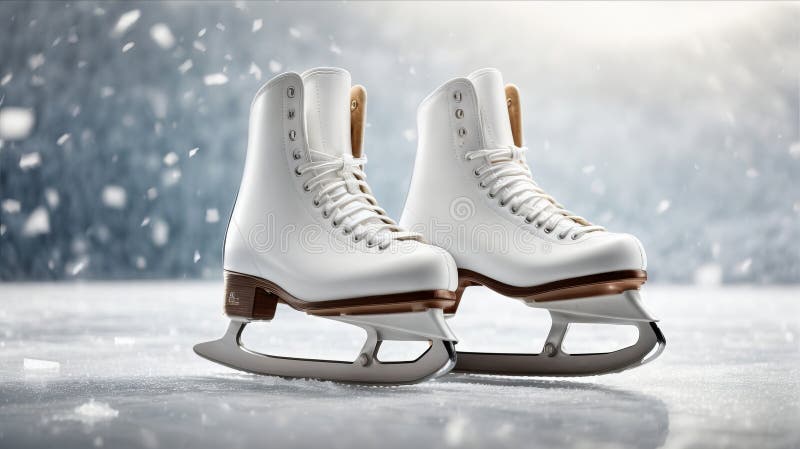 White Ice Skates on a White Background. 3d Rendering. Stock ...