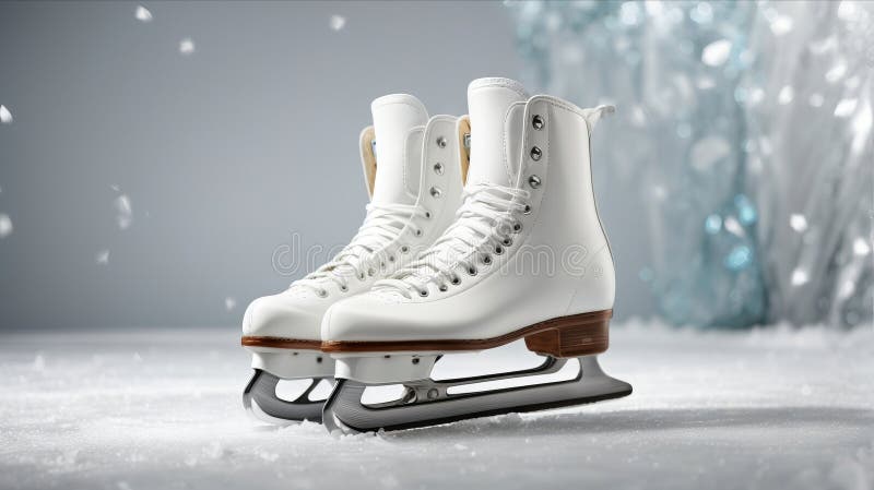 White Ice Skates on a White Background. 3d Rendering. Stock ...