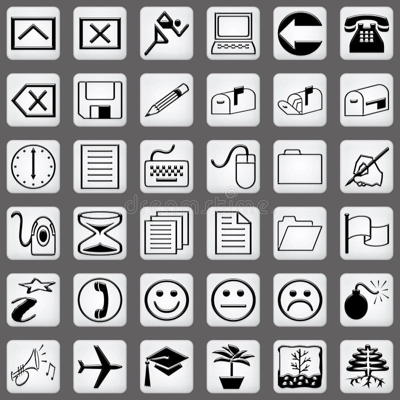 White icon set Part 2 stock illustration. Illustration of webmaster ...