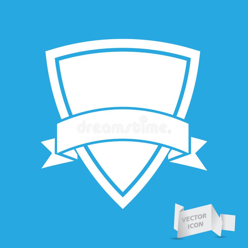Blue Shield with Red Ribbon on a White Background Stock Illustration ...