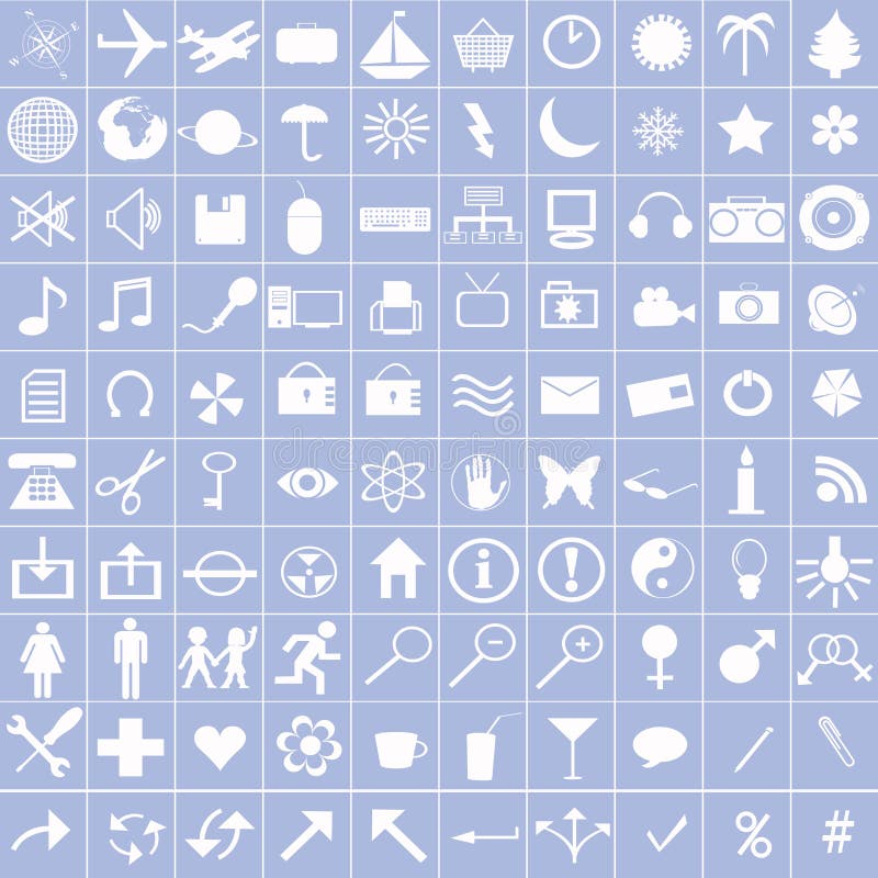 White Icons on Blue Background Stock Illustration - Illustration of ...