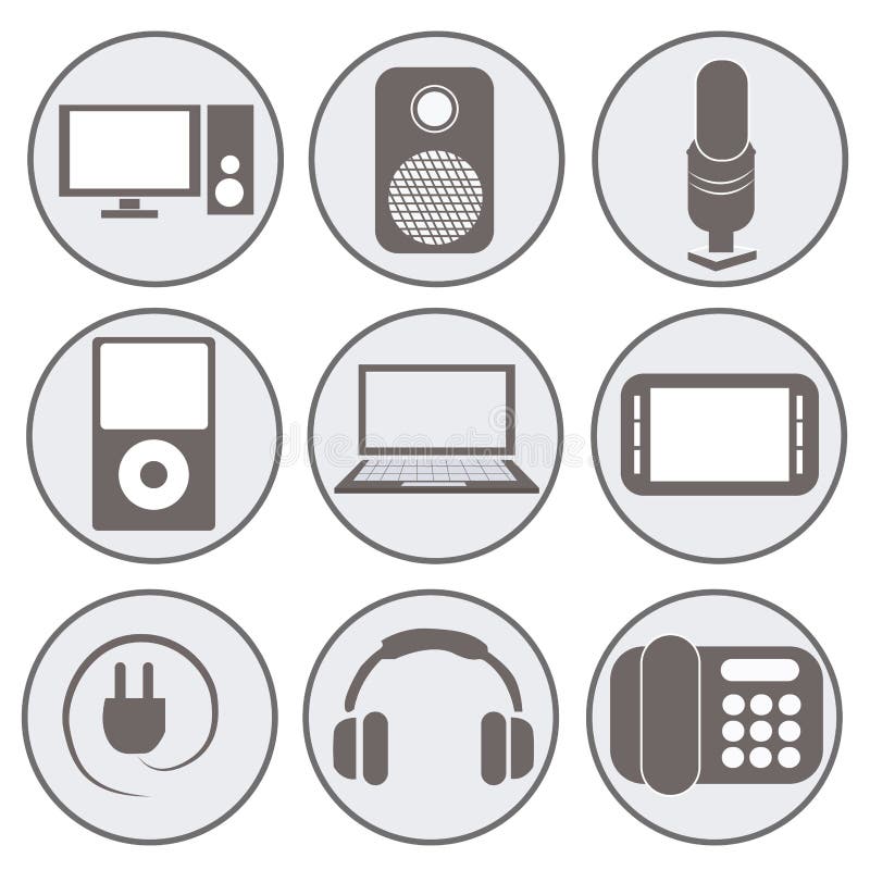 White icons stock vector. Illustration of multimedia - 32671302