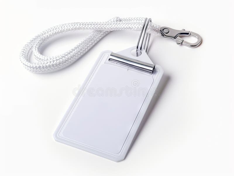 A White Id Card with a Rope Attached Stock Photo - Image of battery ...